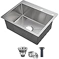 POPFLY 23-Inch Overmount Kitchen Sink,Single Bowl Workstation Sink ...