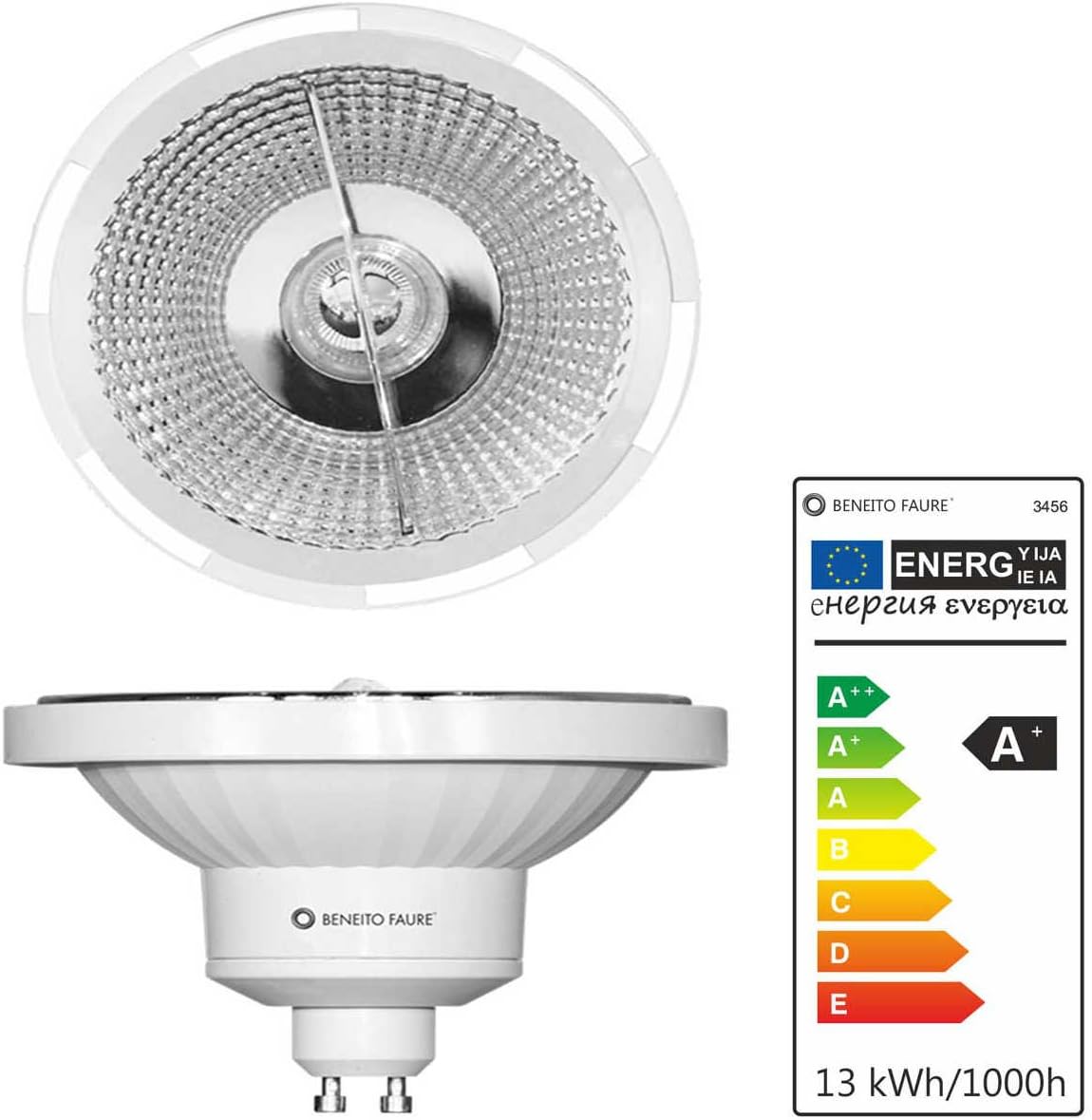 AR111 GU10 LED bulb 13W 230V 45 ° warm tone 3000K non-dimmable ...