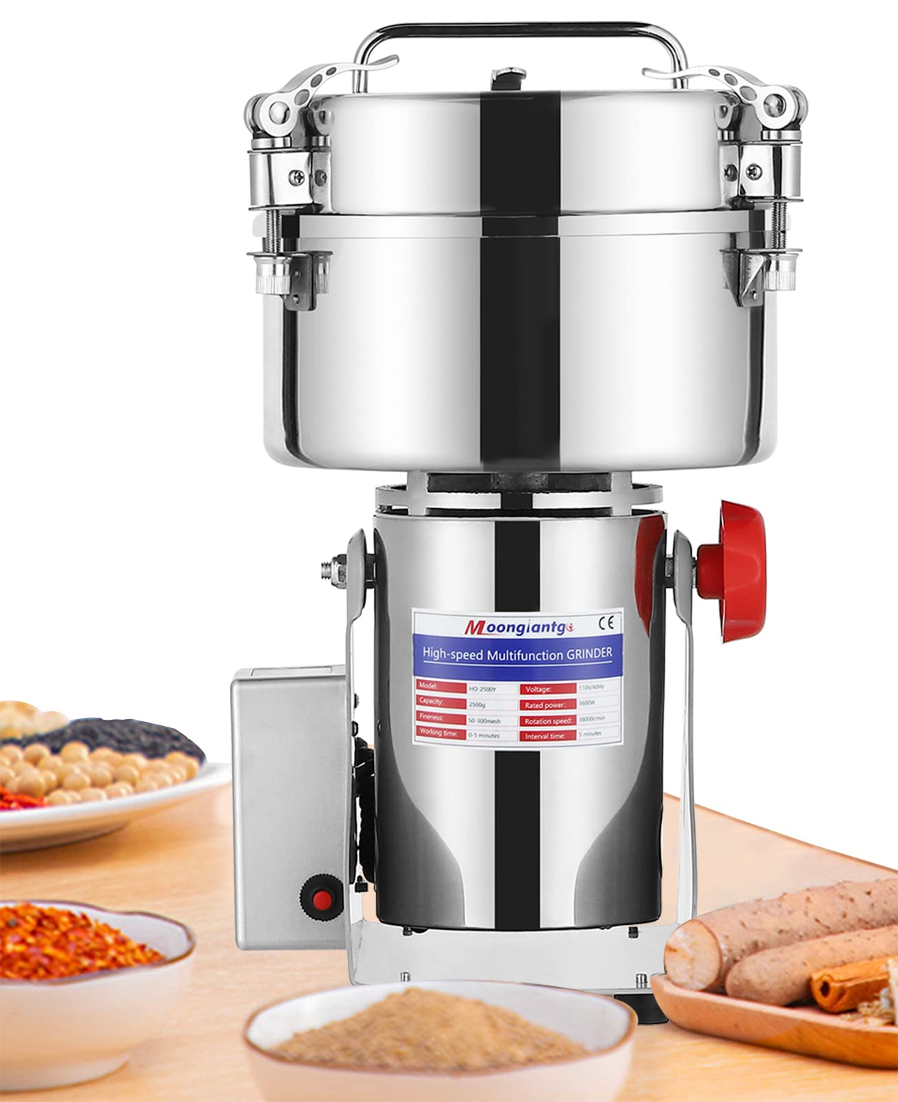 2500g LED Digital Grain Mill Grinder Electric Spice Grinder Stainless ...