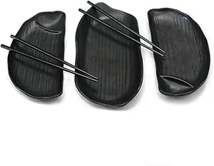 Amazon.com | Sushi Set, 5 pieces (Black Melamine): Sushi Plates