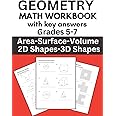 Geometry Math Workbook Grades 5th to 7th with key answers: Find Area ...