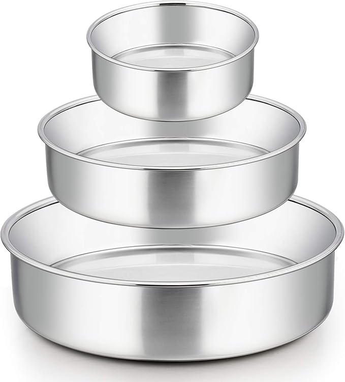 Homikit Cake Tin, 4/6/8 Inch Round Cake Tins for Baking, Stainless ...