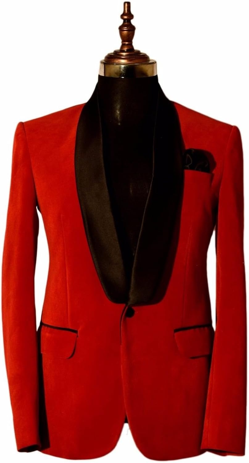 Men Red Velvet Blazer Smoking Jackets Hosting Evening Dinner Party Wear ...