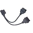Amazon.com: Right Angle OBD2 Splitter Y Cable Male Splitter to 2 Female Extension Cable 1ft Feet ...