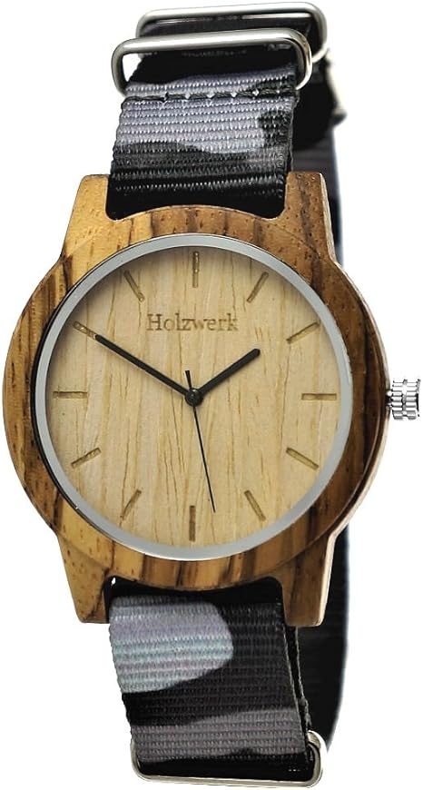 Handgefertigte Holzwerk Germany® Unisex Herren-Uhr Damen-Uhr Camouflage ...