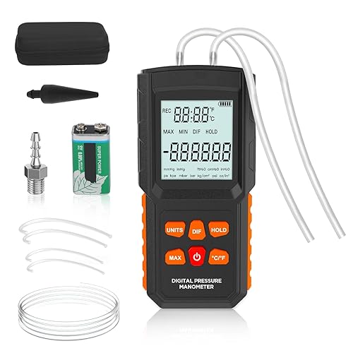 Digital Manometer 100Kpa/14.5Psi - Upgraded Dual-Port HVAC Gas Pressure ...