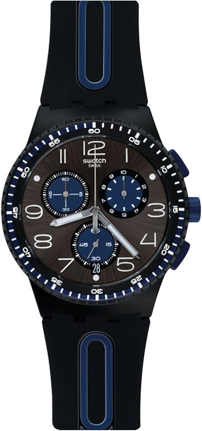 Amazon.com: Swatch Power Tracking Quartz Silicone Strap, Black, 20 ...