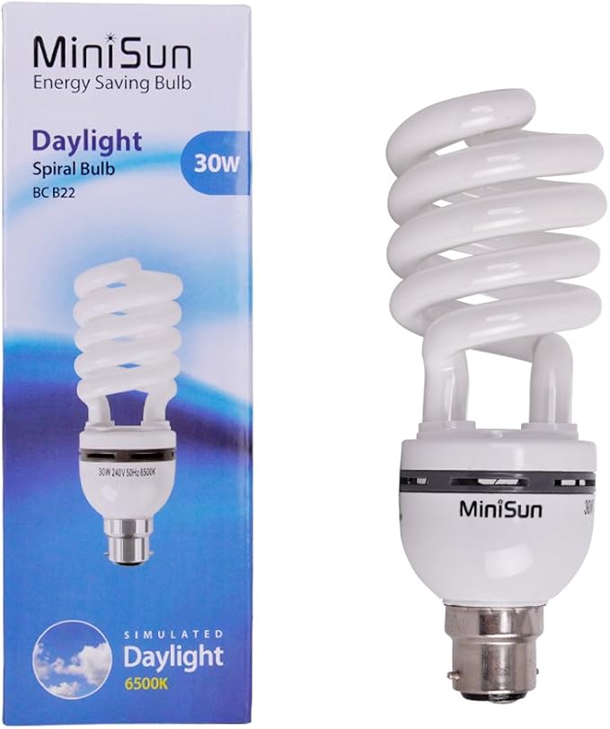MiniSun Table/Floor Lamp 30w BC B22 Energy Reducing Daylight CFL Spiral ...