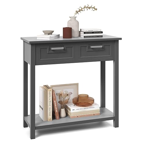 GOFLAME Console Table with Storage, Wooden Small Entryway Table with 2 ...