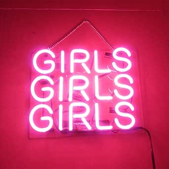 LiQi Pink Girls Girls Beer Neon Sign （14" x 9"Large） for Home Bedroom ...