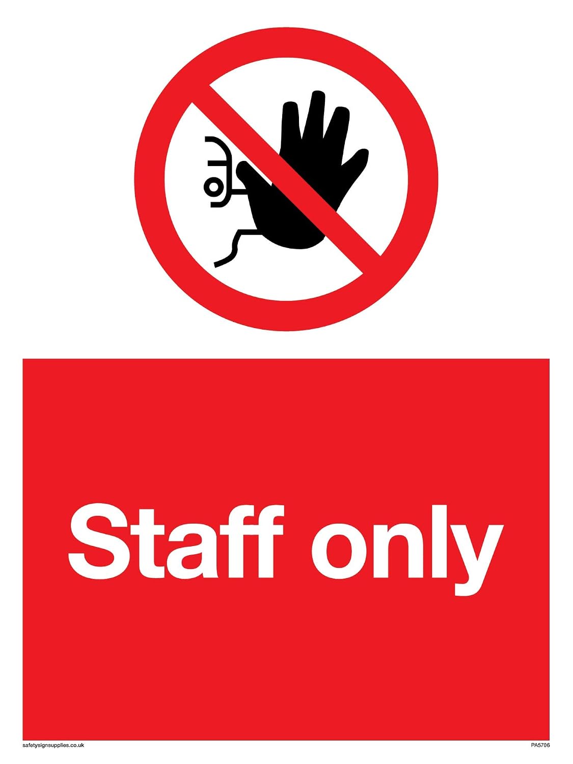 Viking Signs PA5706-A5P-V”Staff Only” Sign, Vinyl, 200 mm H x 150 mm W ...