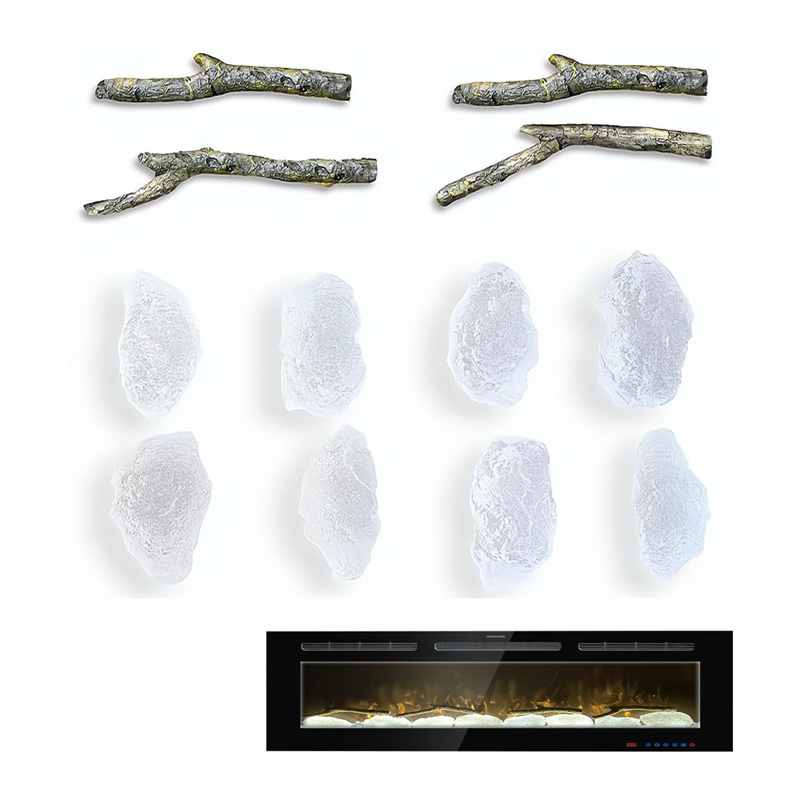 Electric Fireplace Logs for Recessed and Wall Mounted Electric ...