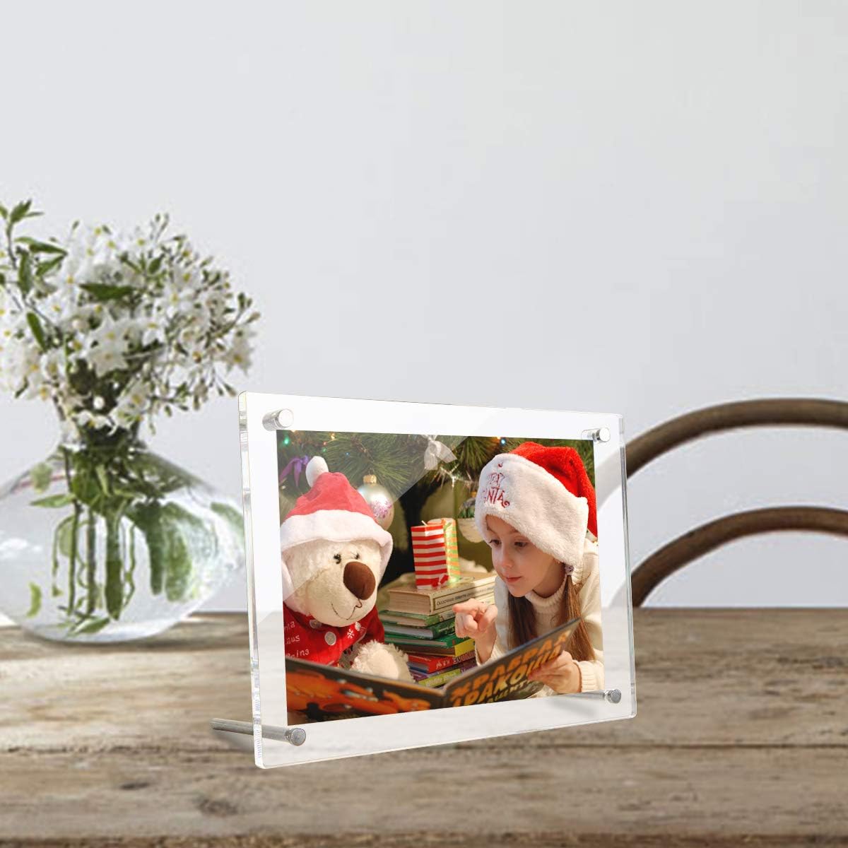 HIIMIEI A4 Acrylic Desktop Frame Free Standing Transparent Tabletop ...