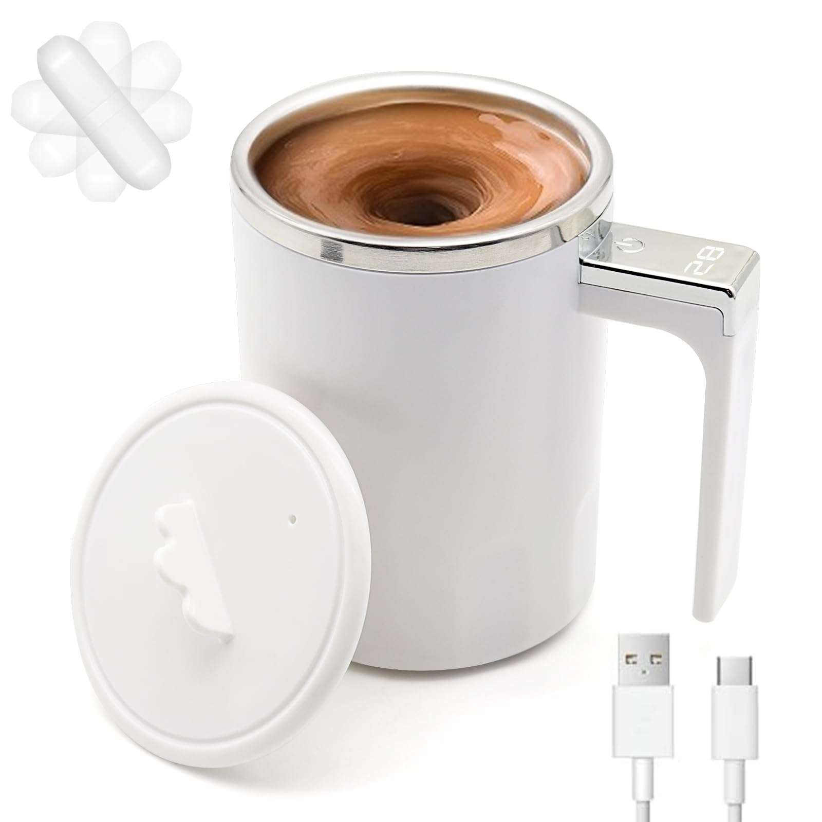 Self-Stirring Magnetic Coffee Mug, Rechargeable Self Stirring Mug with ...