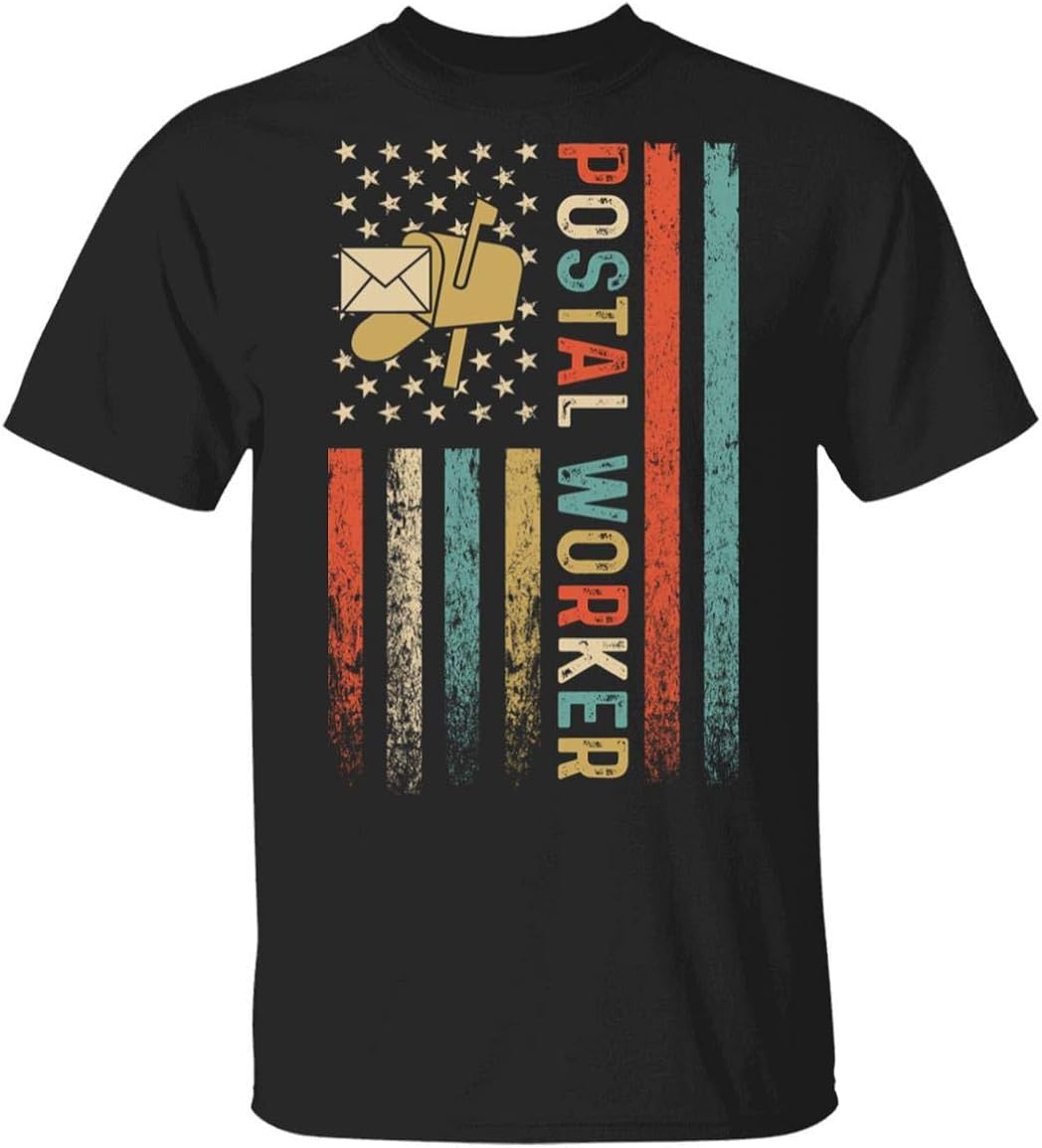 Amazon.com: TeesReal Postal Worker American Flag Mail Carrier Delivery ...