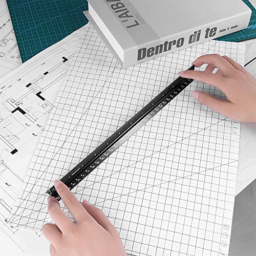 Aluminum Architectural Scale Ruler,12" 3 Sided Architect Ruler for ...