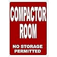 Compactor Room Sign (Red Background, Reflective, Aluminium 10x14 ...
