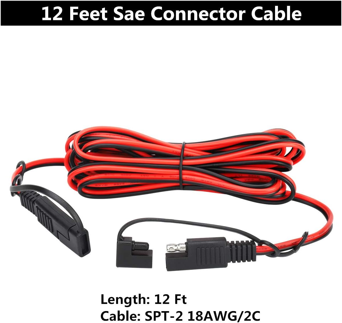 Aimofox Sae Quick Connect/Disconnect Extension Pigtail Wire Harness,18 AWG Gauge DC Power Heavy ...