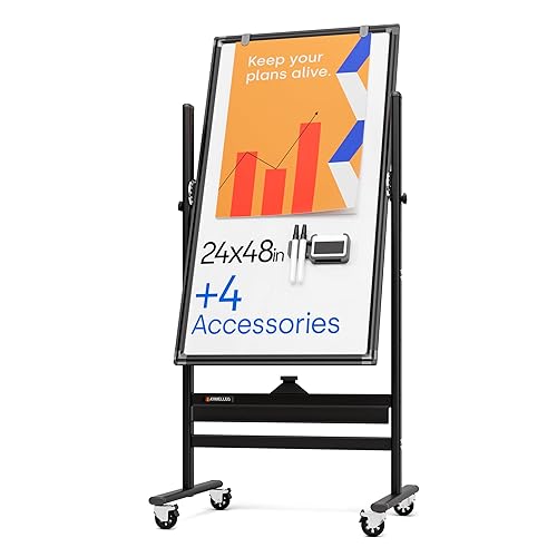 Rolling Dry Erase Board 24 x 48 - Large Portable Magnetic Whiteboard ...