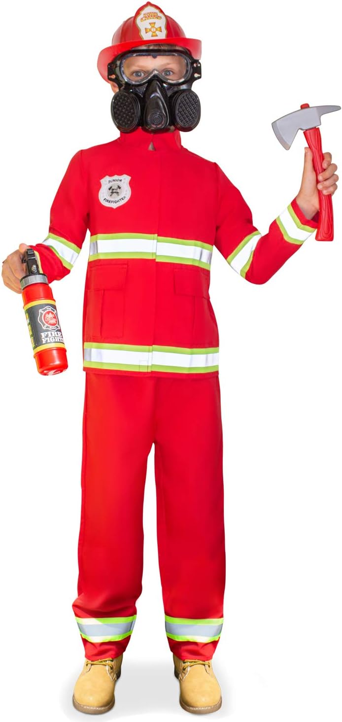 Morph Kids Red Fireman Halloween Costume – Large (Age 10-12) – BigaMart