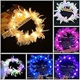 Amazon.com : 6 Pack Flower Crown, Feather Crown Headband Luminous with ...