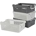 Amazon.com: Doryh Stackable Plastic Storage Baskets/Bins Organizer with ...
