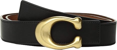COACH - Cinturón de mujer 32 mm esculpido C reversible, color negro ...