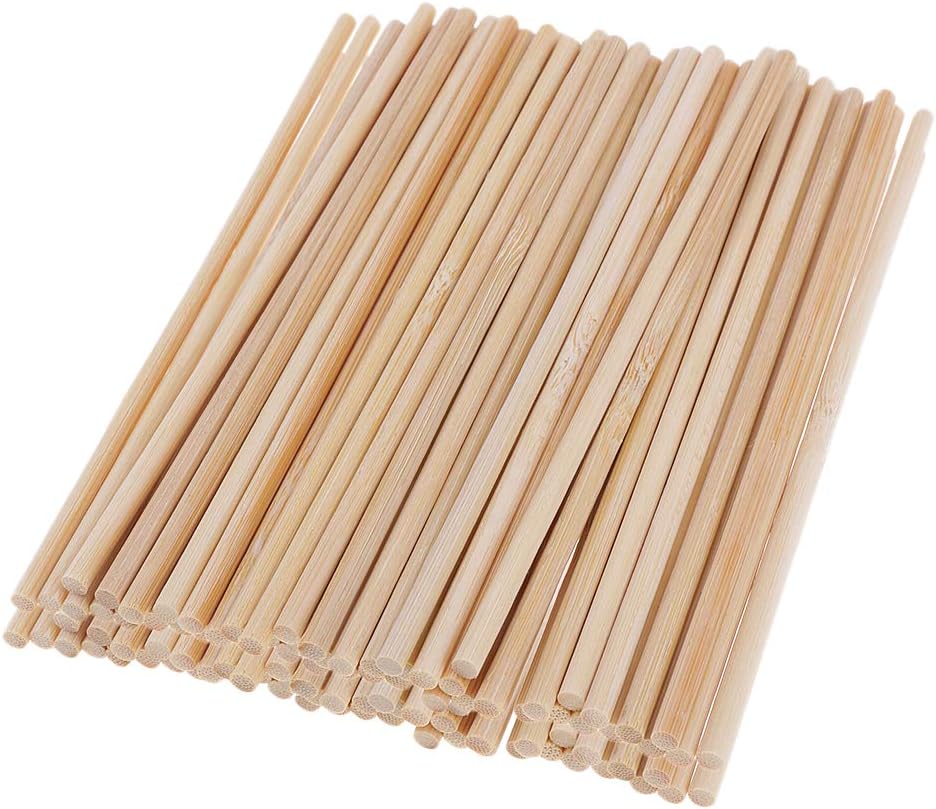 IVELECT 100 Pieces 4mm Round Balsa Wood Stick Unfinished Woodcraft ...