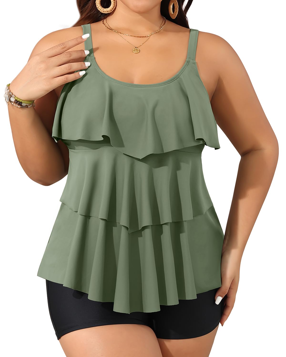 Yonique Women's Plus Size Tankini Swimsuits with Shorts Two Piece ...