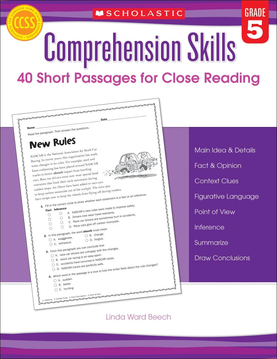 Mua Comprehension Skills: Short Passages for Close Reading: Grade 5 ...