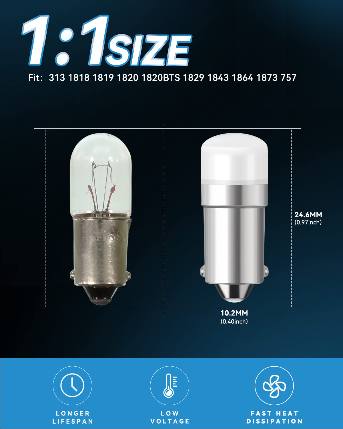 Mua 1820 Bulb #313 1445 1813 1816 1815 53 57 BA9S Led Bulb 10-30Volt AC ...