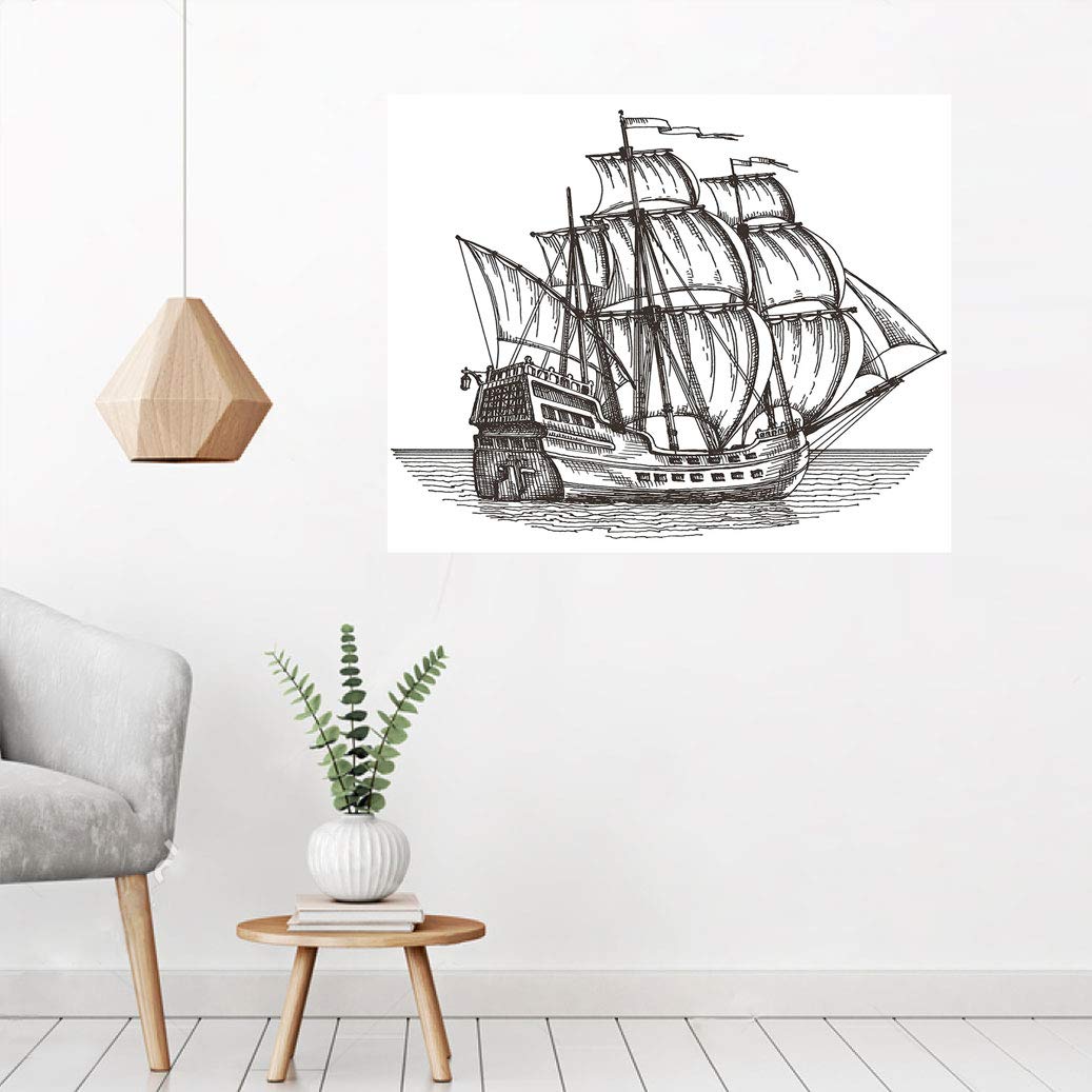 Amazon Pirate Ship Canvas Wall Art Print Old Retro Style Ship
