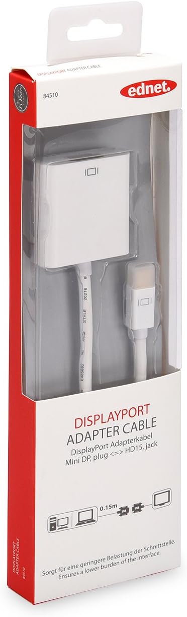 ednet 84510 DisplayPort Graphics Adapter, mDP to VGA, Full HD 60Hz ...