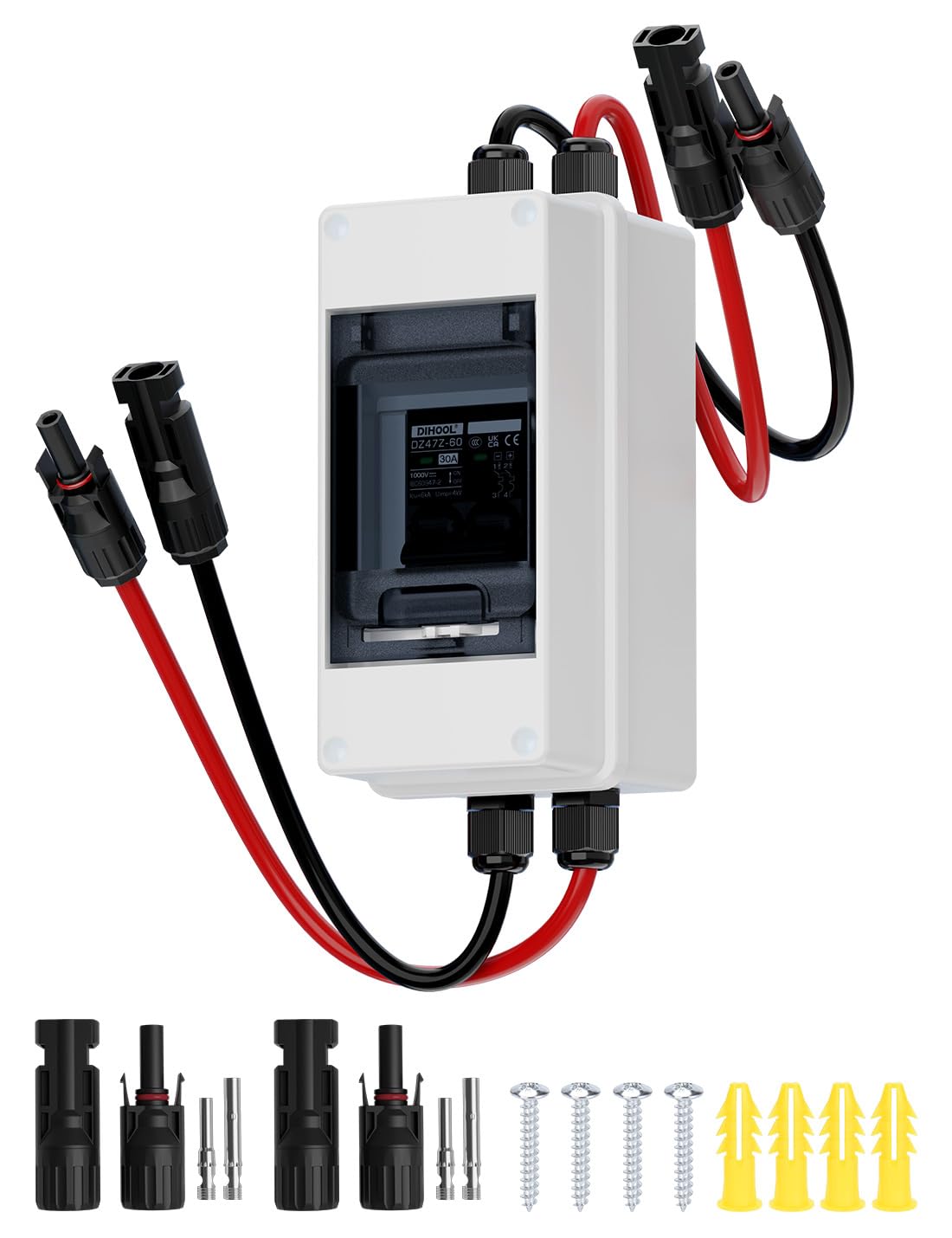 DIHOOL 30 Amp Solar Panel Disconnect Switch, Outdoor Small Breaker Box ...