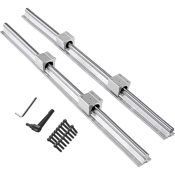 Mssoom Linear Rail Shaft GuideとLinear Bearing Slide Block、SBR20-50.39インチ/1280mmレール2個+エンドストップ付き ...