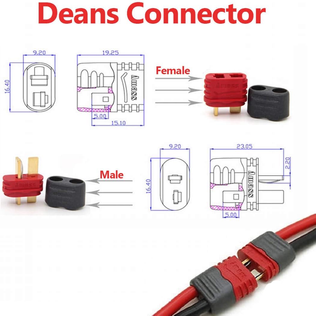 Deans Connector | Deans Plug | T Connector, Upgrade Version, 15 Female ...