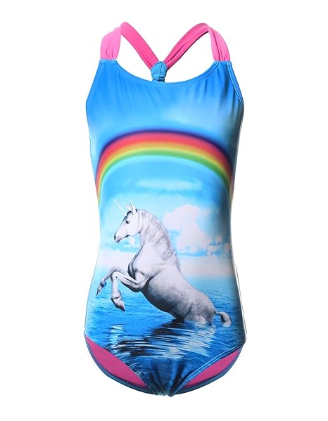 iDrawl Mädchen Badeanzüge mit Regenbogen Einhorn Druck UV Schutz Sommer ...
