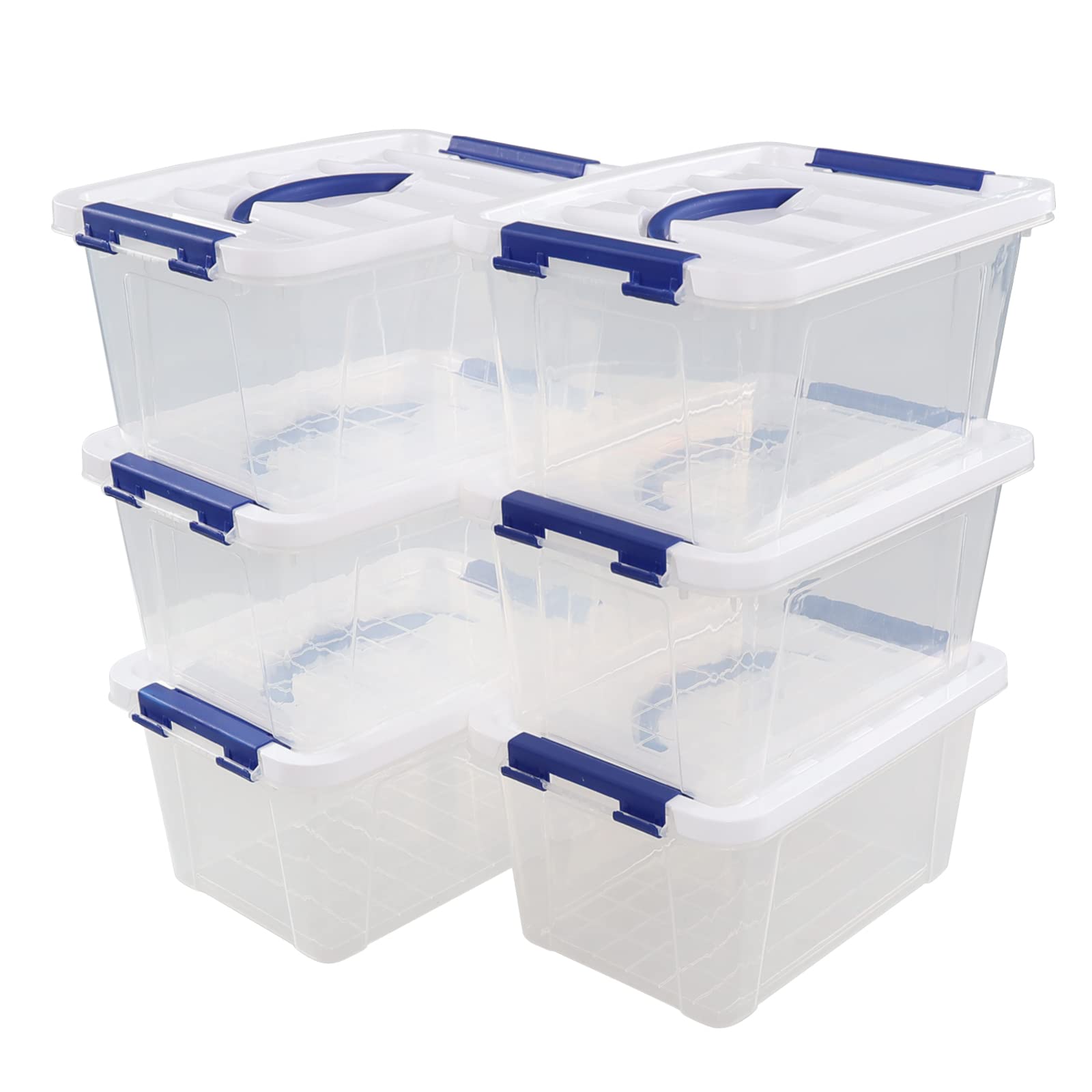 Kiddream 7 Quart Clear Plastic Box Bins, 6-pack Small Storage Bins with ...