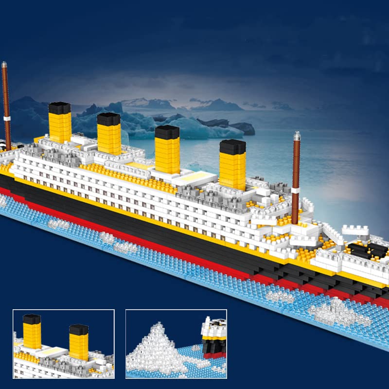 AXSDXA Titanic Ship Model Building Block Set with LED, 1700PCS Mini ...