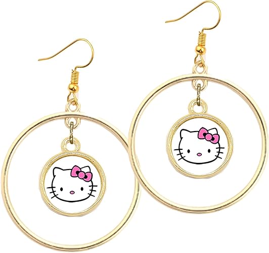 Amazon.com: Hello Kitty gold hoop earrings, unique one-of-a-kind ...