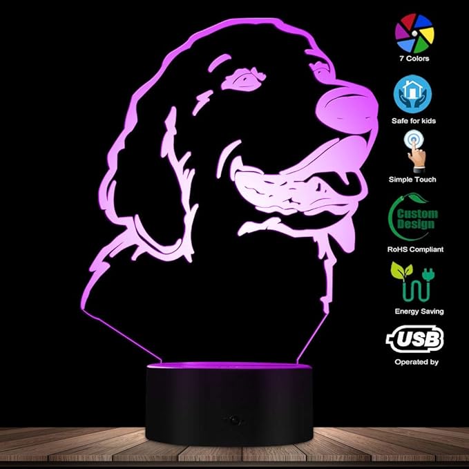 3D Golden Retriever Dog Shape Modern Design LED Night Light Pet Desk ...