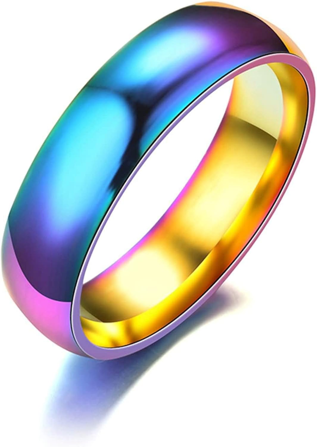 Aooaz Stainless Steel Rings Men Rainbow Ring 6Mmvintage Rings Colorful ...