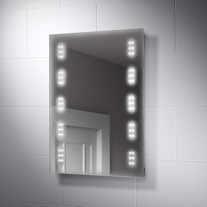 Pebble Grey™ Leto Illuminated LED Bathroom Mirror Battery Powered | 500 ...