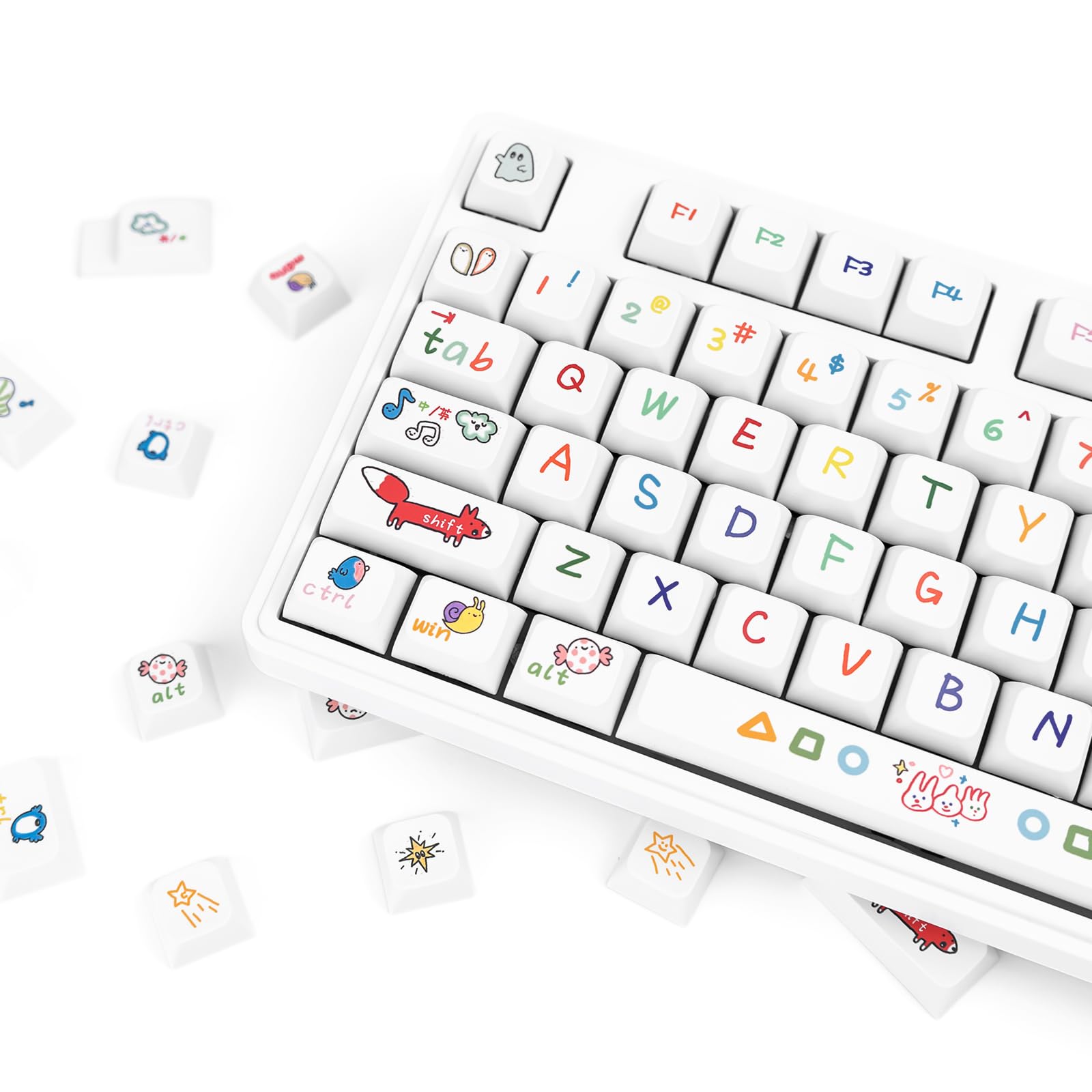 Mua 127 White Keycaps Set, Cute Keycaps Kawaii Keycaps for Mechanical ...