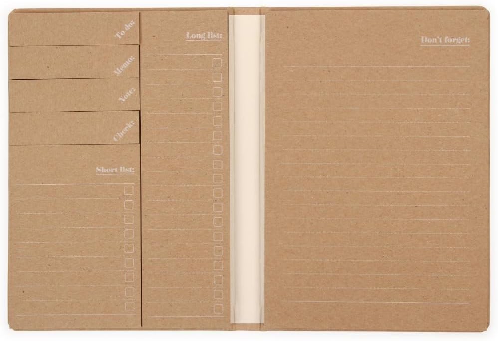 Paperchase Kraft Multi List Book, Notepad, Sticky Notes with hardback ...