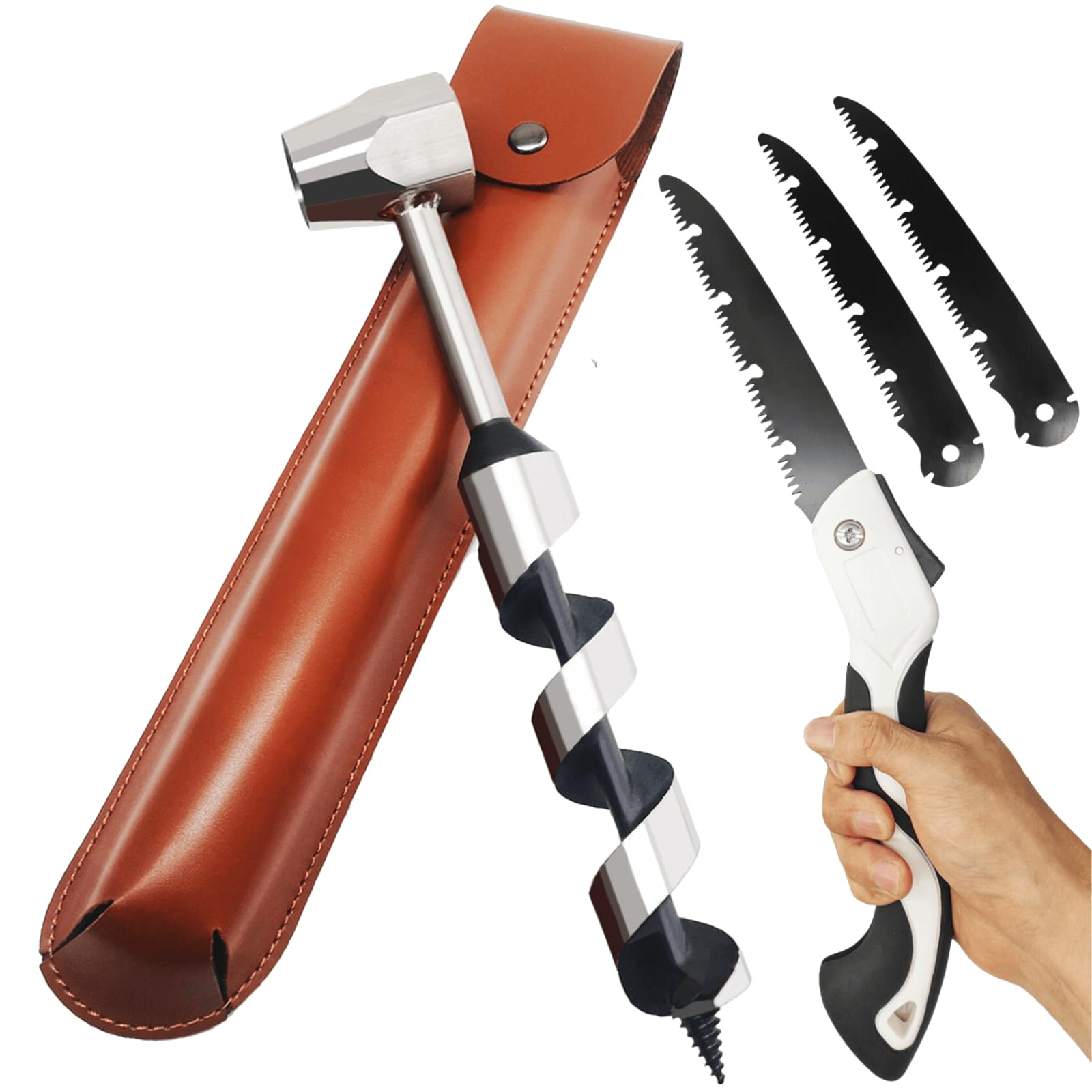 MinliGUY Hand Auger Wood Drill, Upgrade Welds Bushcraft Auger w/ Sharp ...