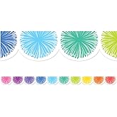 Amazon.com: Outus 4 Pack Bulletin Board Borders Rainbows Border ...