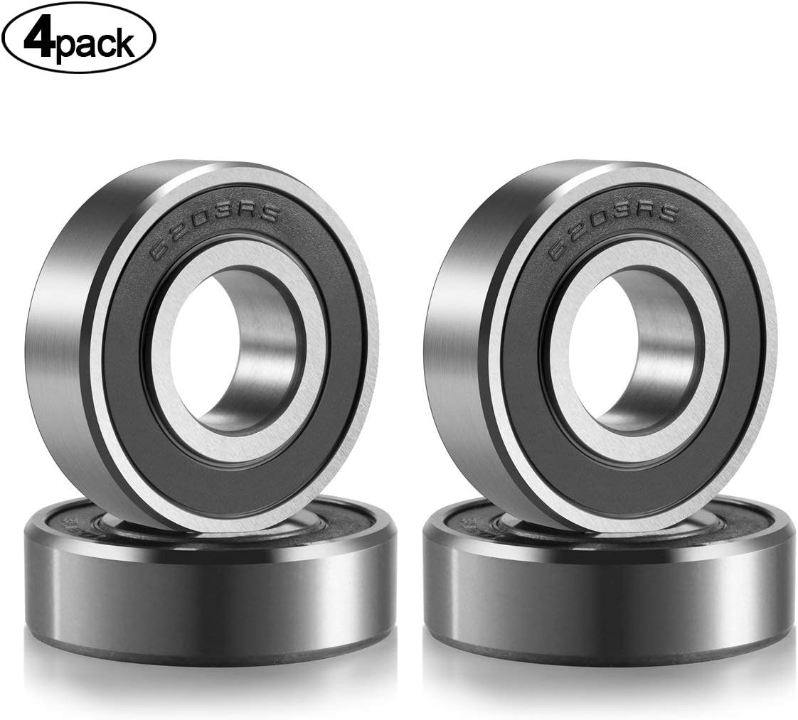 4 Pack 6203-2RS Bearings, Deep Groove Ball Bearings, Double Seal and ...