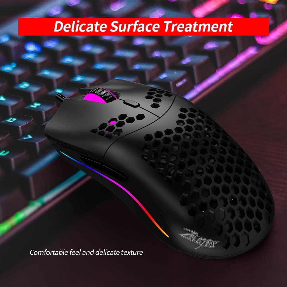 ZELOTES C-7 USB Wired Mouse RGB Gaming Mouse 16000DPI Computer Game ...