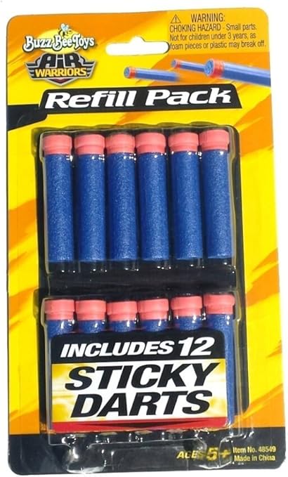 Amazon.com: Buzz Bee Air Warriors Sticky Darts - 12 Dart Refill Pack ...